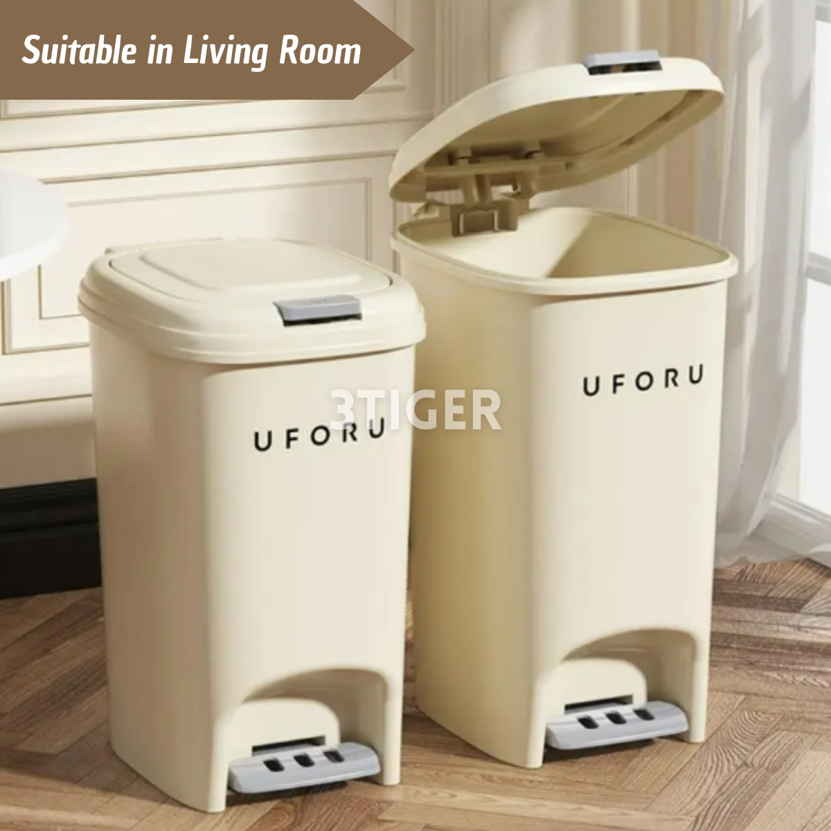 3THARDWARE High-Capacity 8L Foot Pedal Dustbin with Premium Double ...