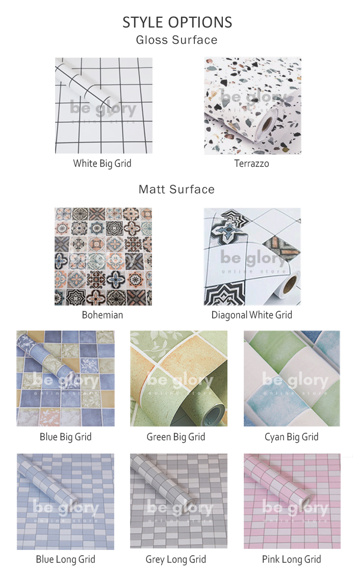 PVC Wallpaper Sticker 60cm x 1m Home Decor Bathroom Kitchen Self ...
