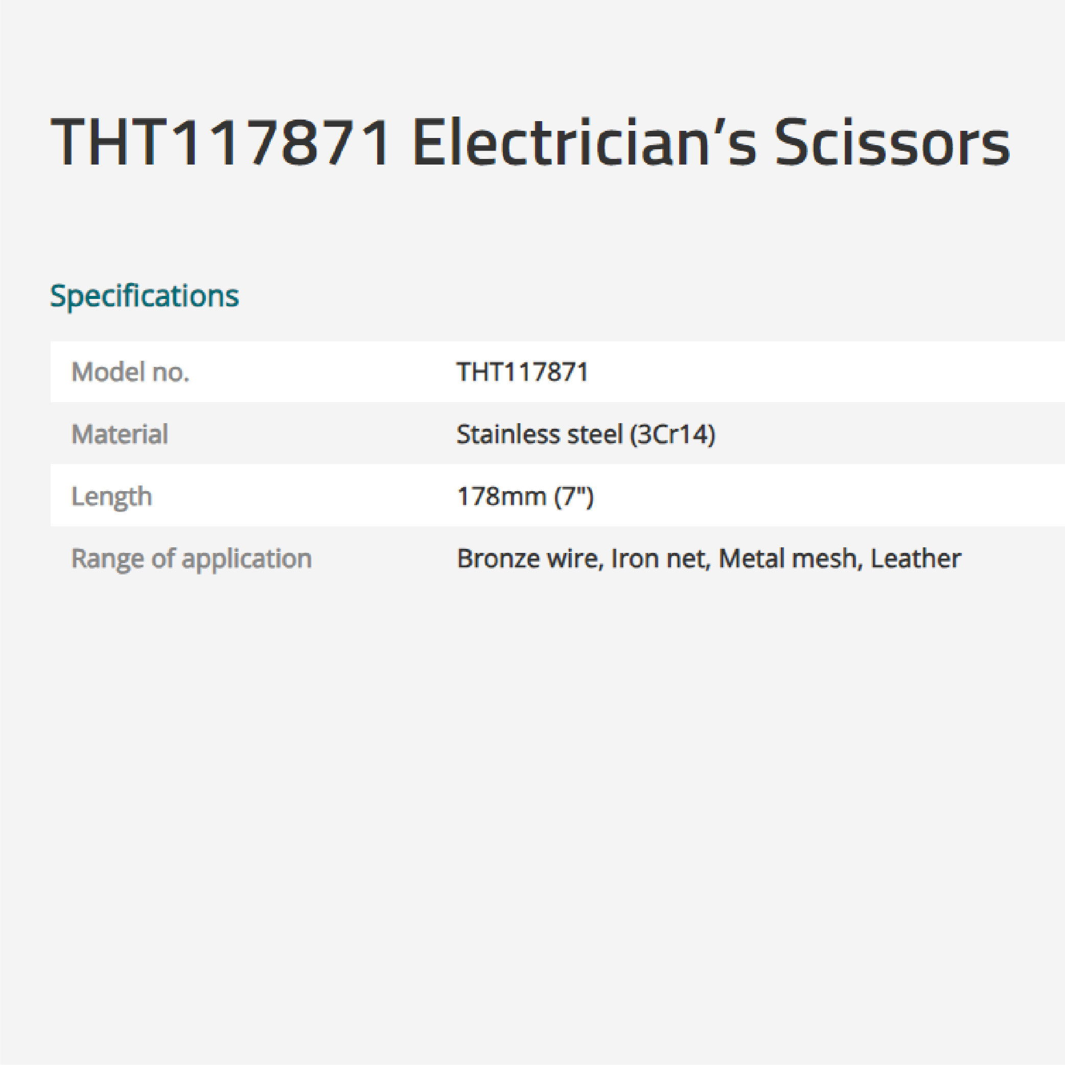 TOTAL Electrician’s Scissors (7" / 8"), with Teeth, Bronze Wire, Iron ...