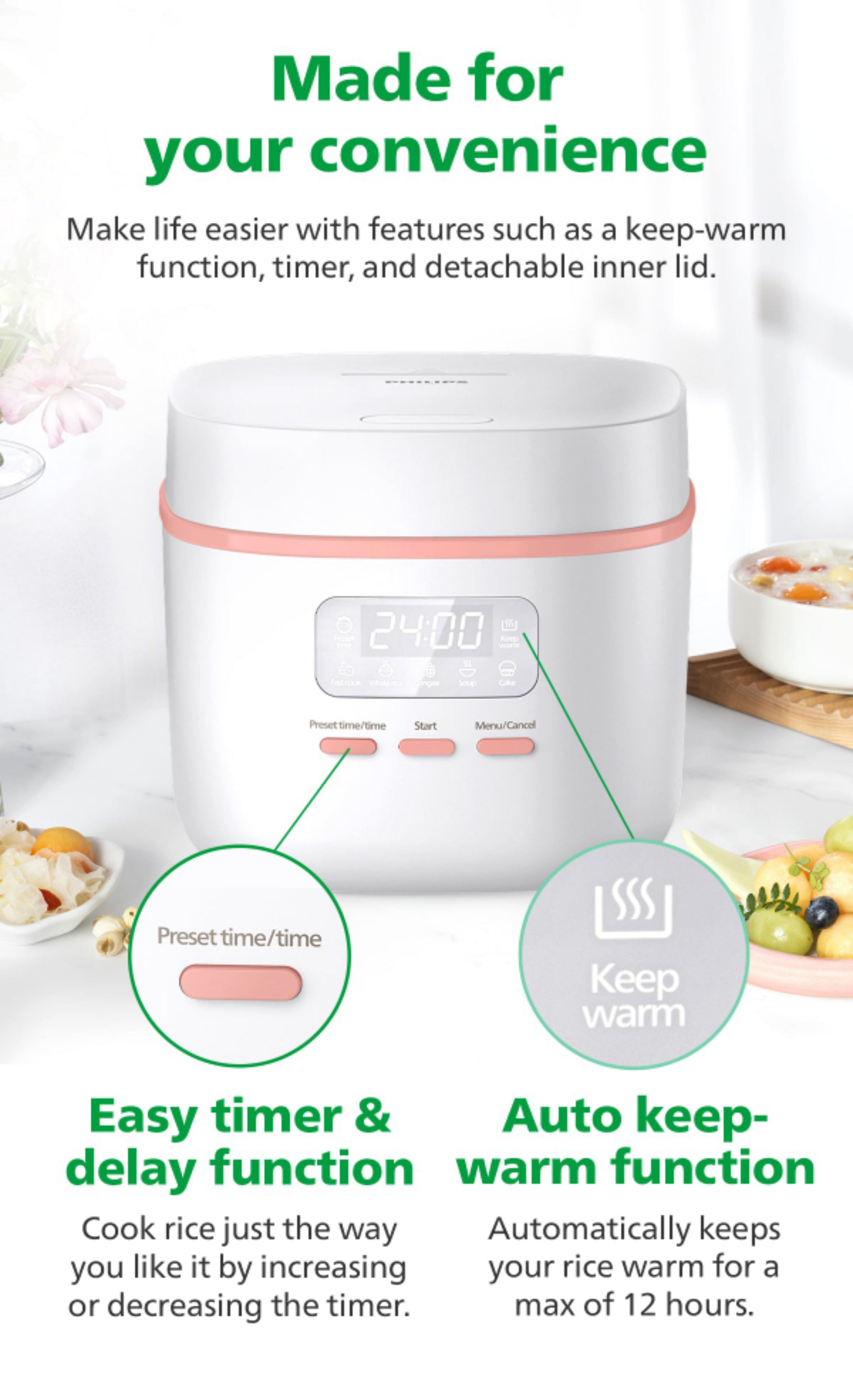 [ FREE SHIPPING ] Philips 3000 Series Digital Mini Rice Cooker (0.54L ...