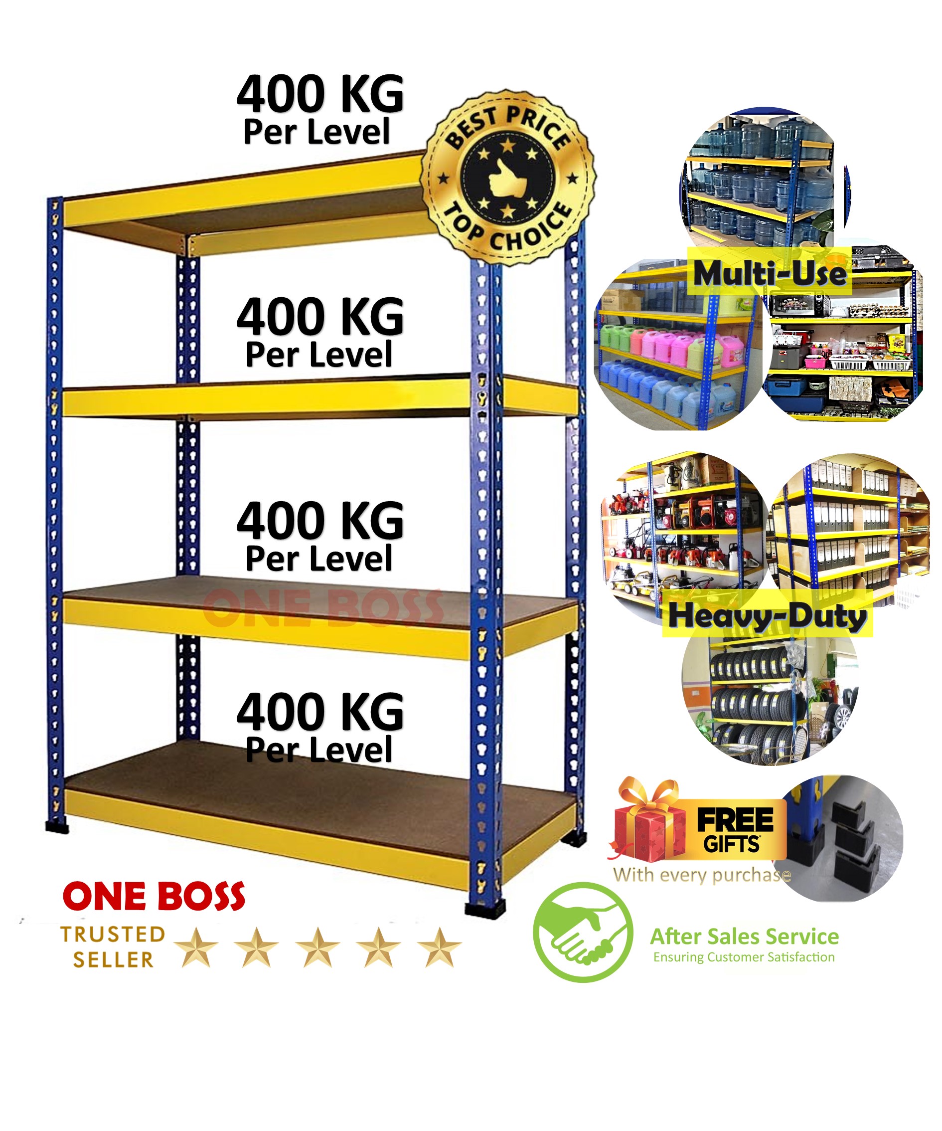 1boss 4 Tier Boltless Heavy Duty Rack Warehouse Store Office File Home Storage Rak Dapur Besi
