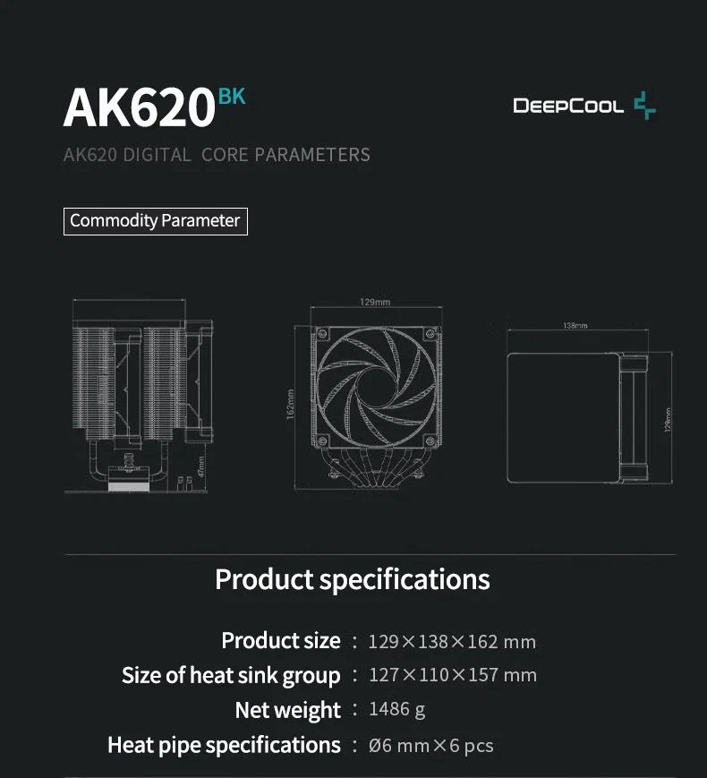 DEEPCOOL AK620 / AK500 / AK400 DIGITAL Black / White / ZERO DARK Series ...