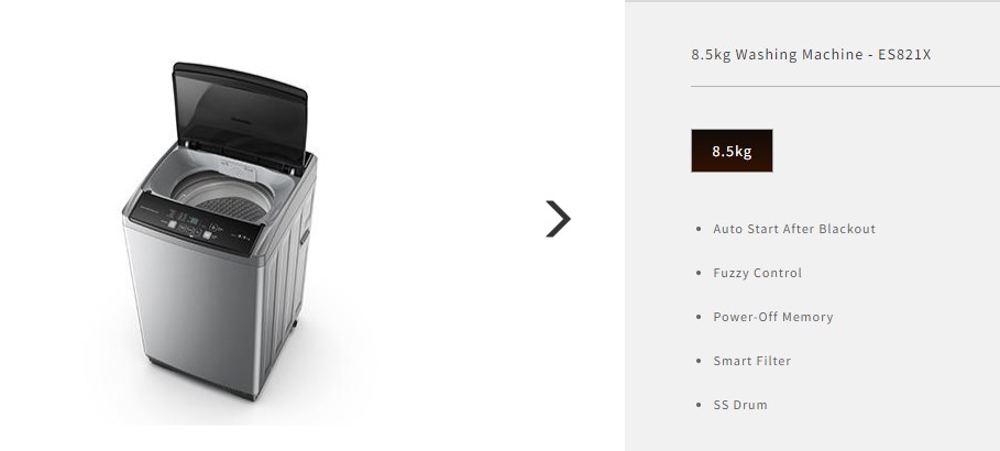 SHARP 8.5KG FULLY AUTO WASHING MACHINE ES-821X Washer Mesin Basuh ...