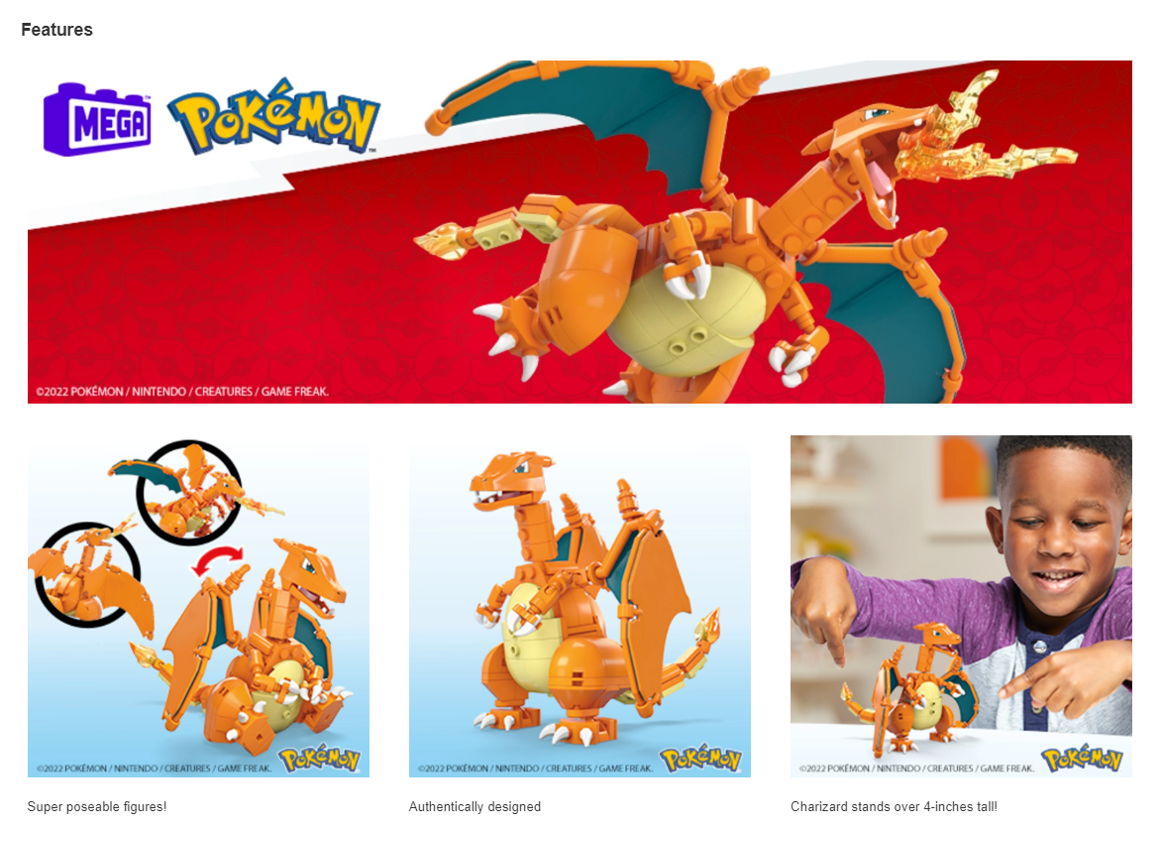 MEGA Pokémon Charizard Construction Set - 222pcs (GWY77) | Shopee Malaysia