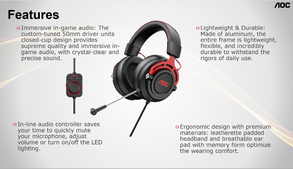 AOC GH300 Wired USB Gaming Headset With Mic | Shopee Malaysia