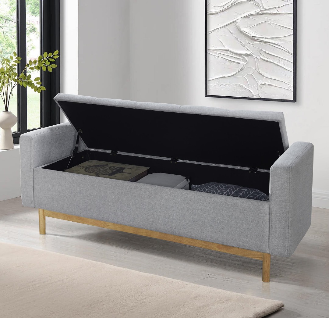 **READY STOCK ** CHF MILA Storage Bench Chair With Solid Wood Leg color ...