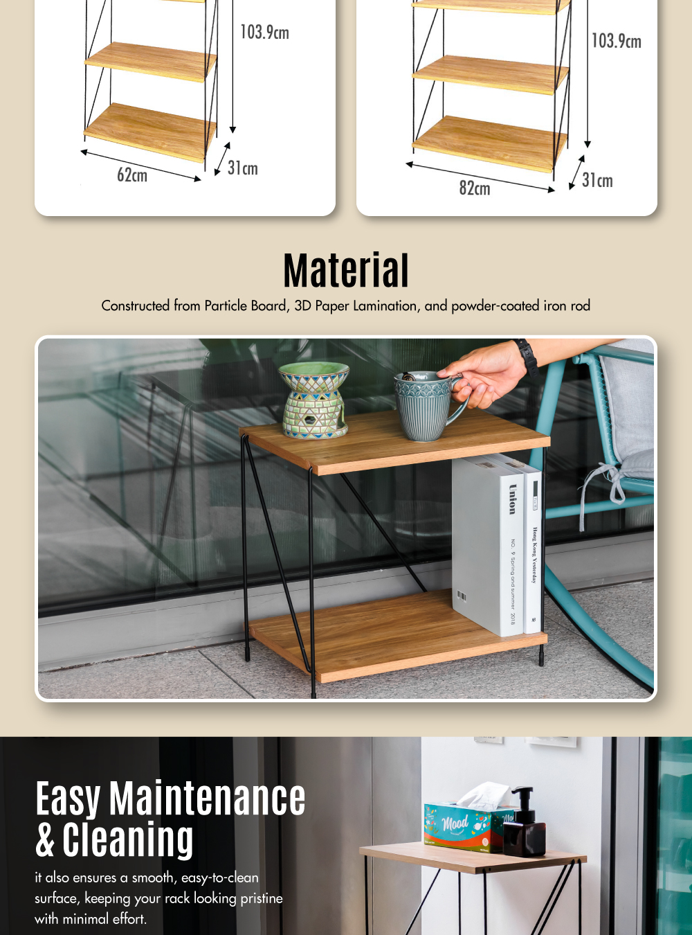 HOUZE - RALF Slim Storage Rack | Storage Shelf - 2 Tiers | 3 Tiers | 4 ...