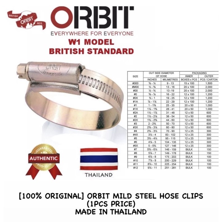 ORBIT STAINLESS STEEL ADJUSTABLE HEAVY DUTY HOSE CLIP / CLAMPS GAS CLIP ...