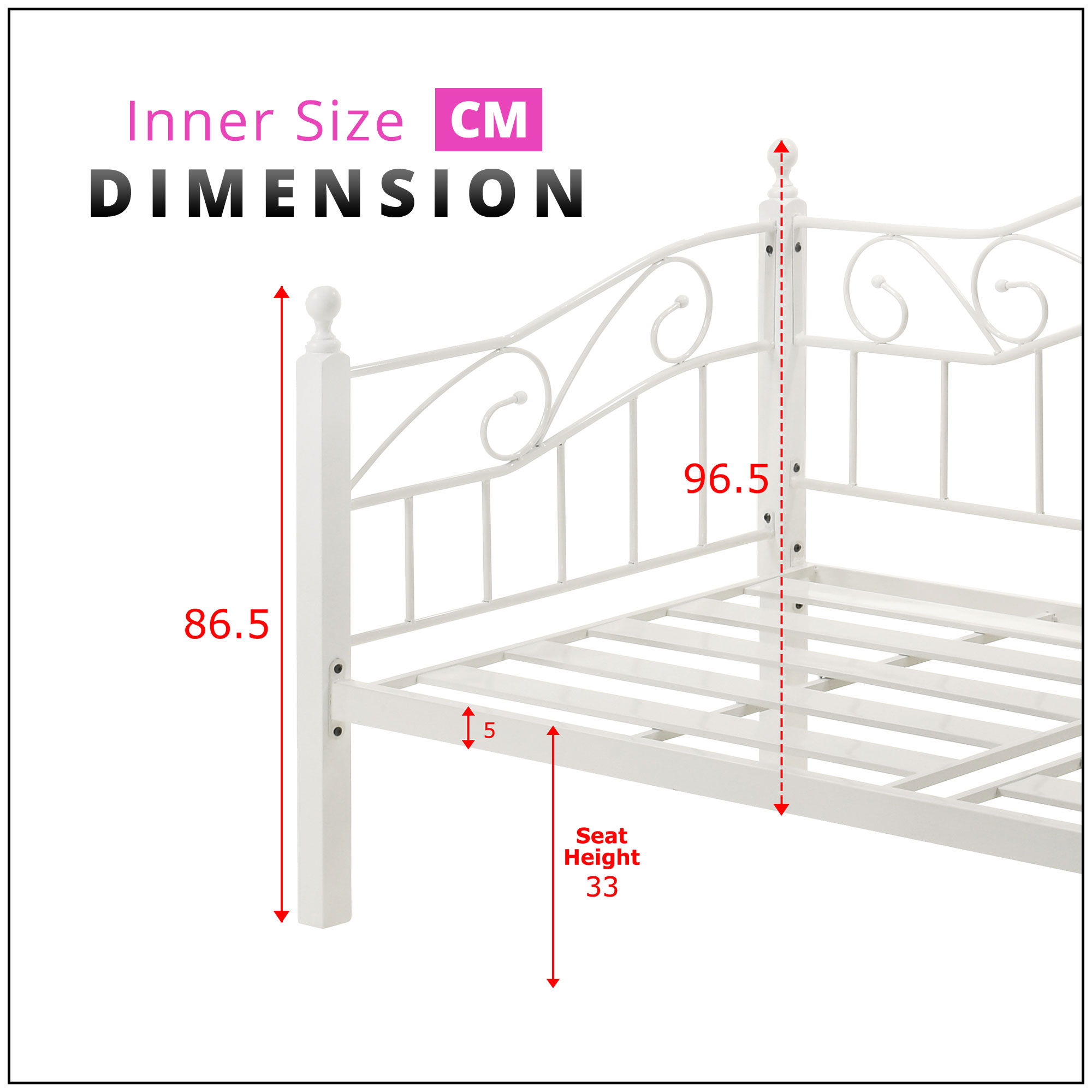 Color Life Shela Day Bed (Single Size) /Super Base Strong Metal Bar ...