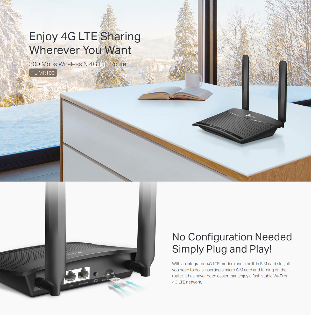 TP-LINK TL-MR100 / TL-MR105 300MBPS WIRELESS N 4G LTE ROUTER WITH SIM ...