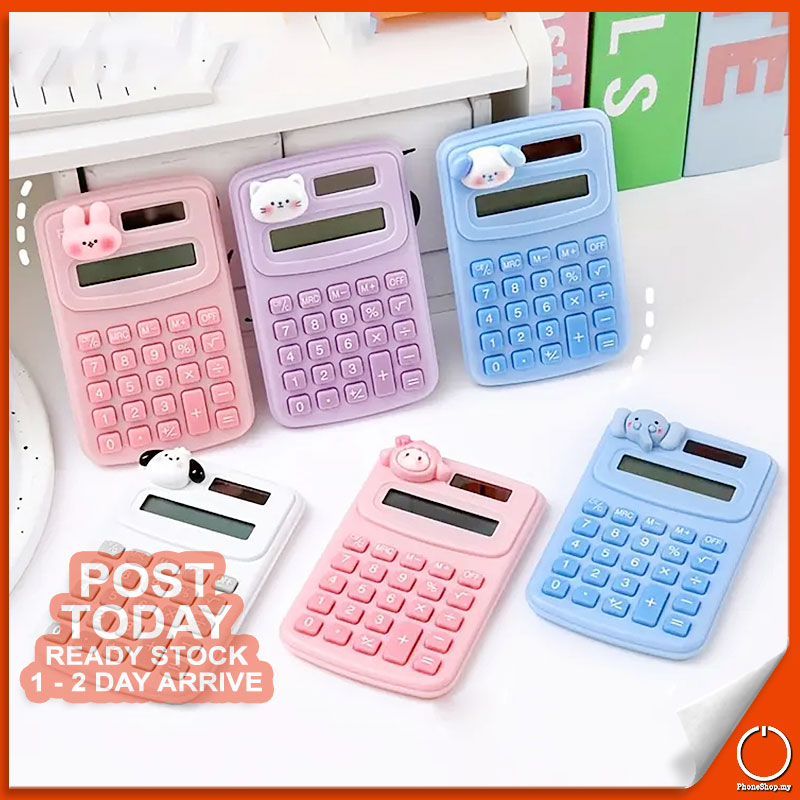 𝐏𝐎𝐂𝐊𝐄𝐓 𝐒𝐈𝐙𝐄 Cartoon Cute Slim Calculator Mini Portable 8-Digit School ...