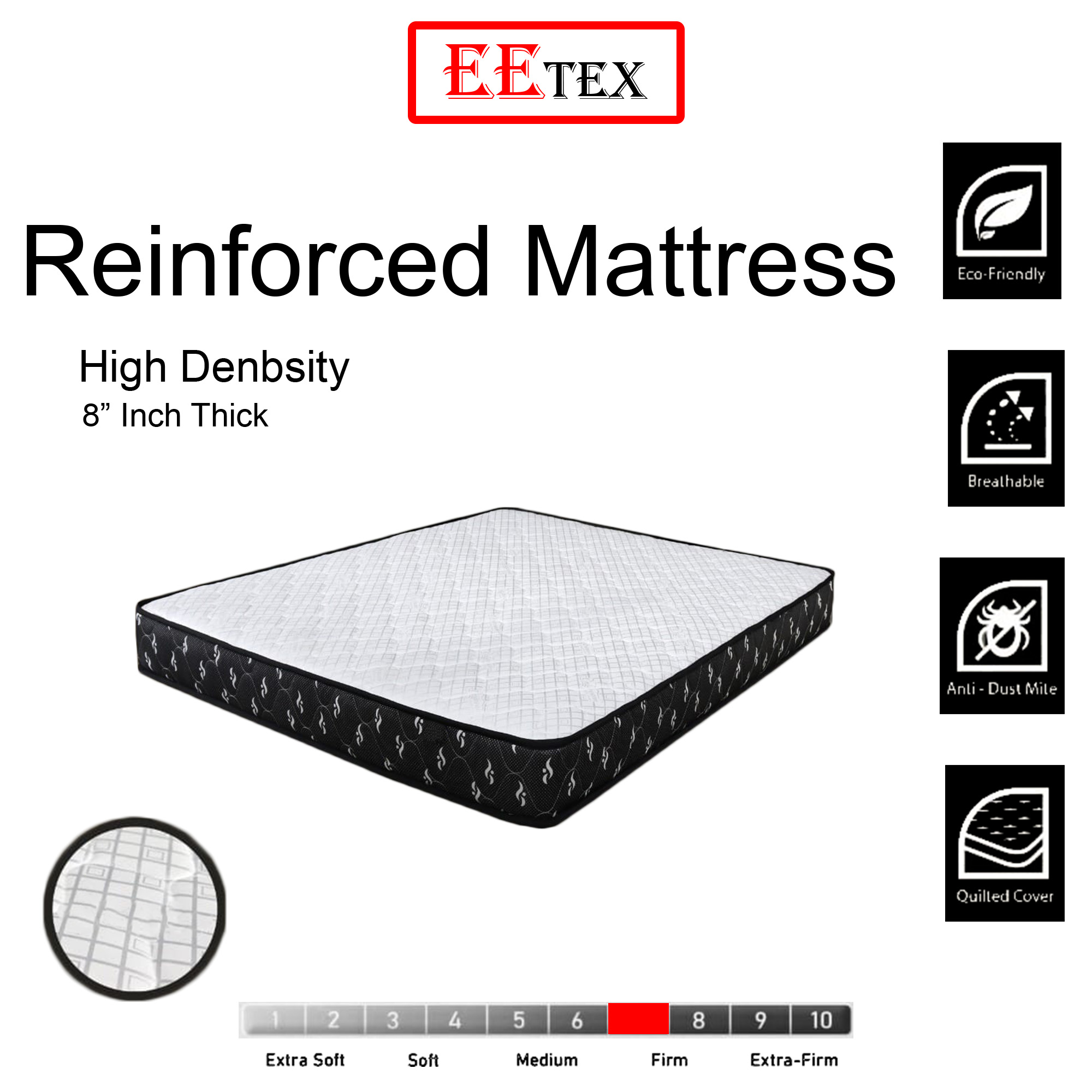 EE TEX 8"Inch Queen Size Reinforced Mattress Rebonded Foam Queen ...