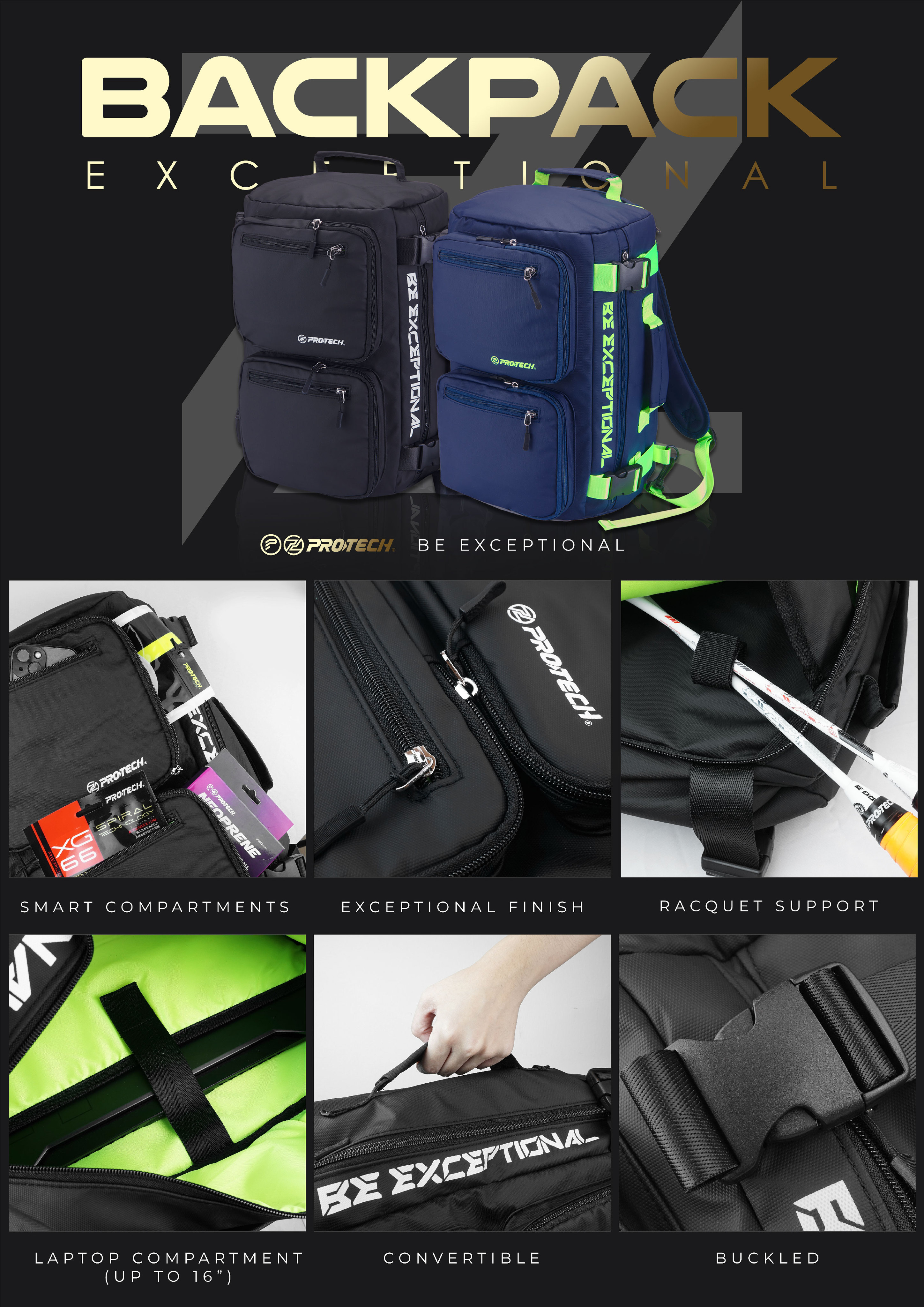 Protech Exceptional Backpack Sport & Travel | Shopee Malaysia