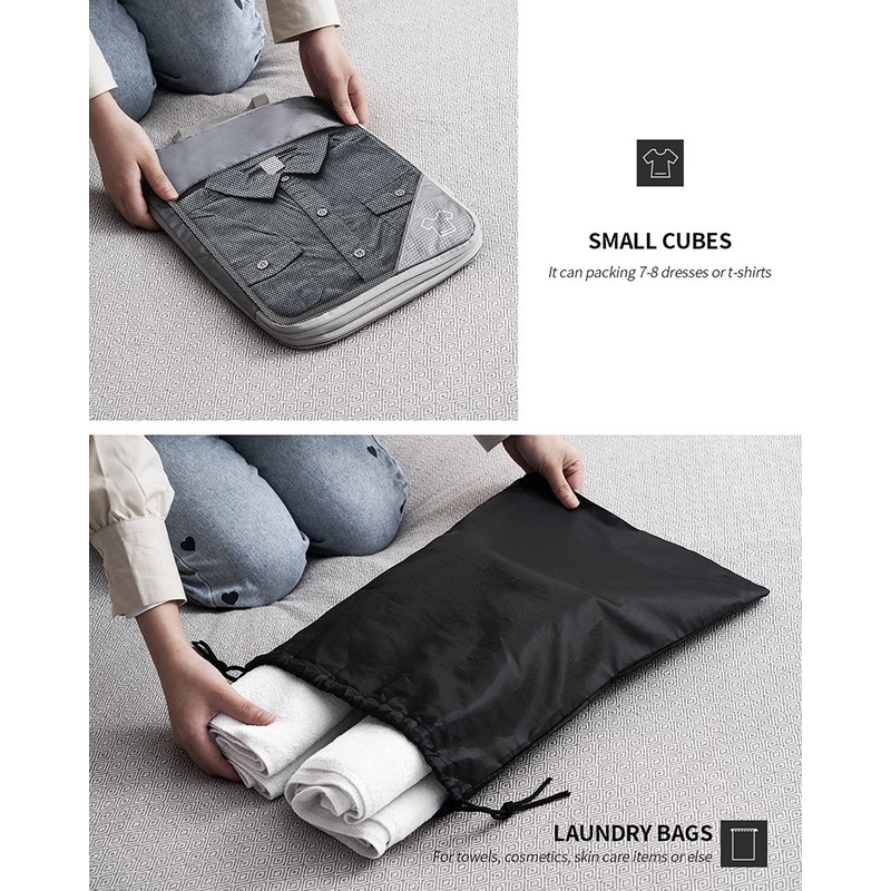 🇲🇾Ready Stock🔥 6pcs Travel Packable Bag Zipper Compression Packing ...