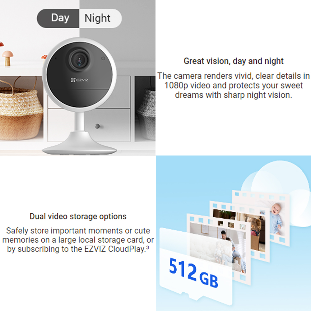 EZVIZ CB1 Full HD 1080P 2MP Wi-Fi Smart Human Motion Detection Two Way ...