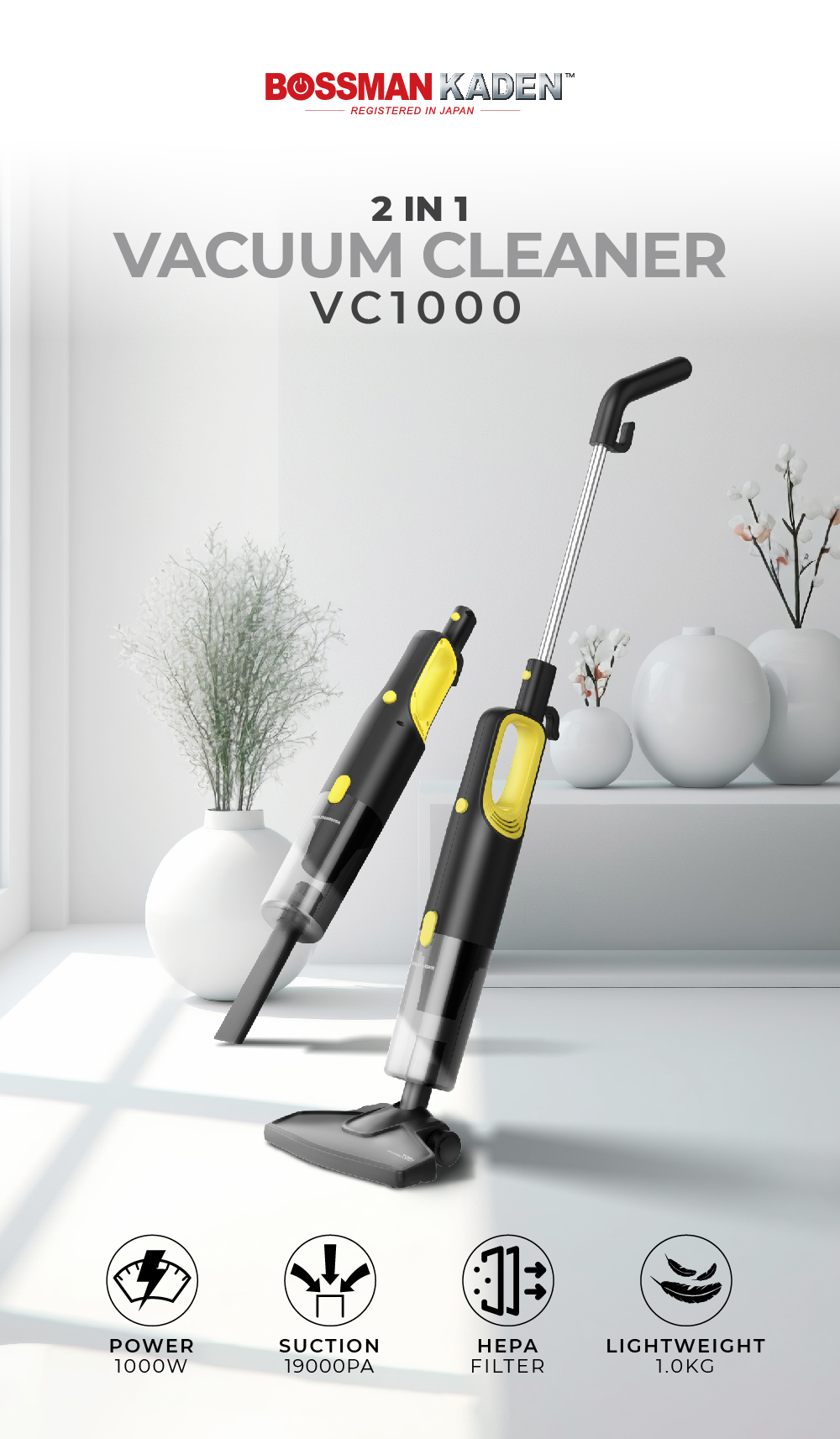 Bossman Kaden 2in1 Vacuum Cleaner VC1000 | Shopee Malaysia