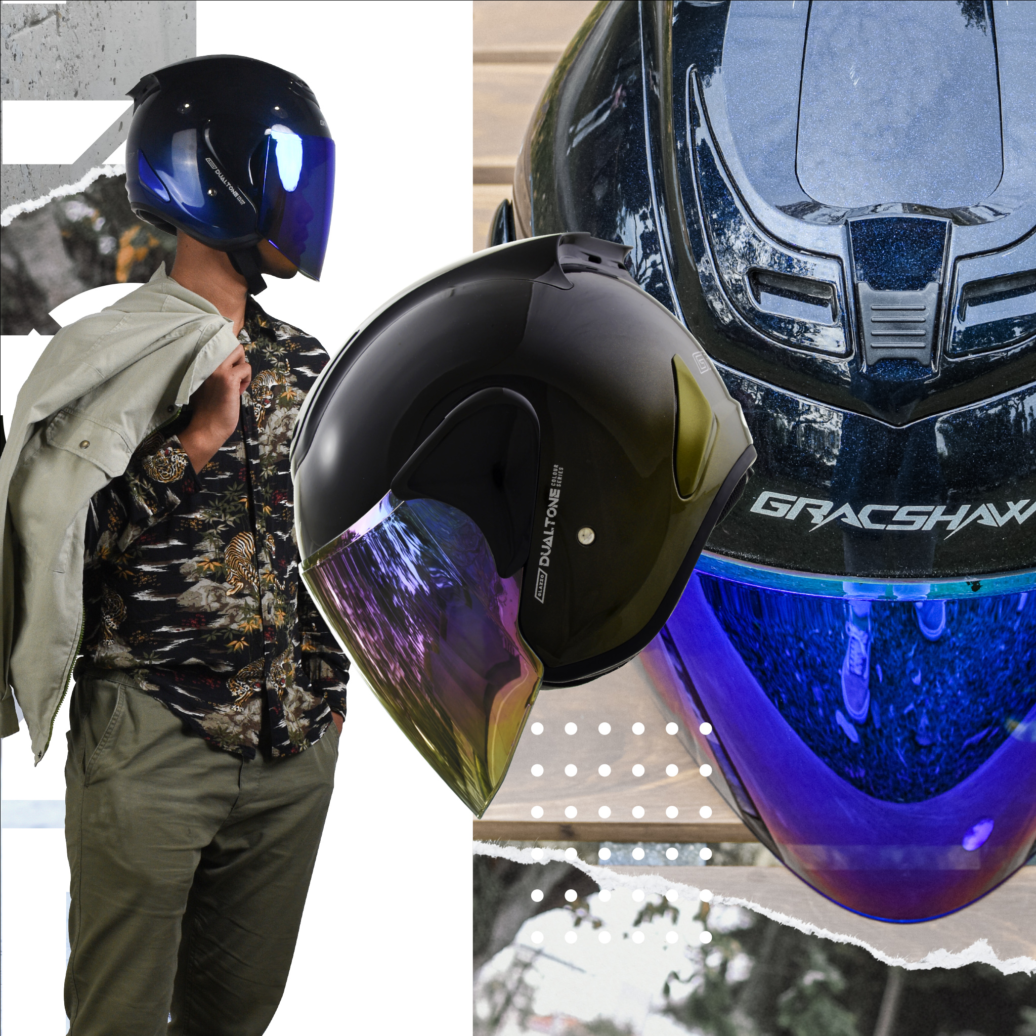 Gracshaw G919i Glazzo Dualtone Helmet New Launching Feb 2023 Two Tone ...