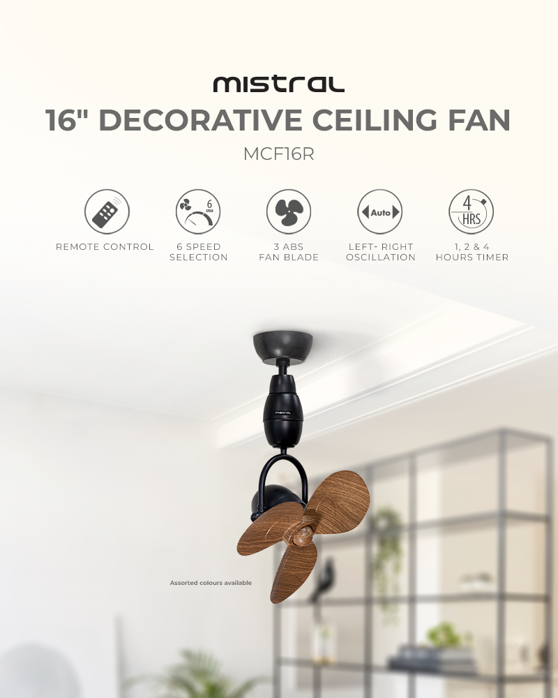 ALPHA/Mistral Alkova KONA 3 Blades 16" DC Motor Ceiling Fan Wall Fan ...