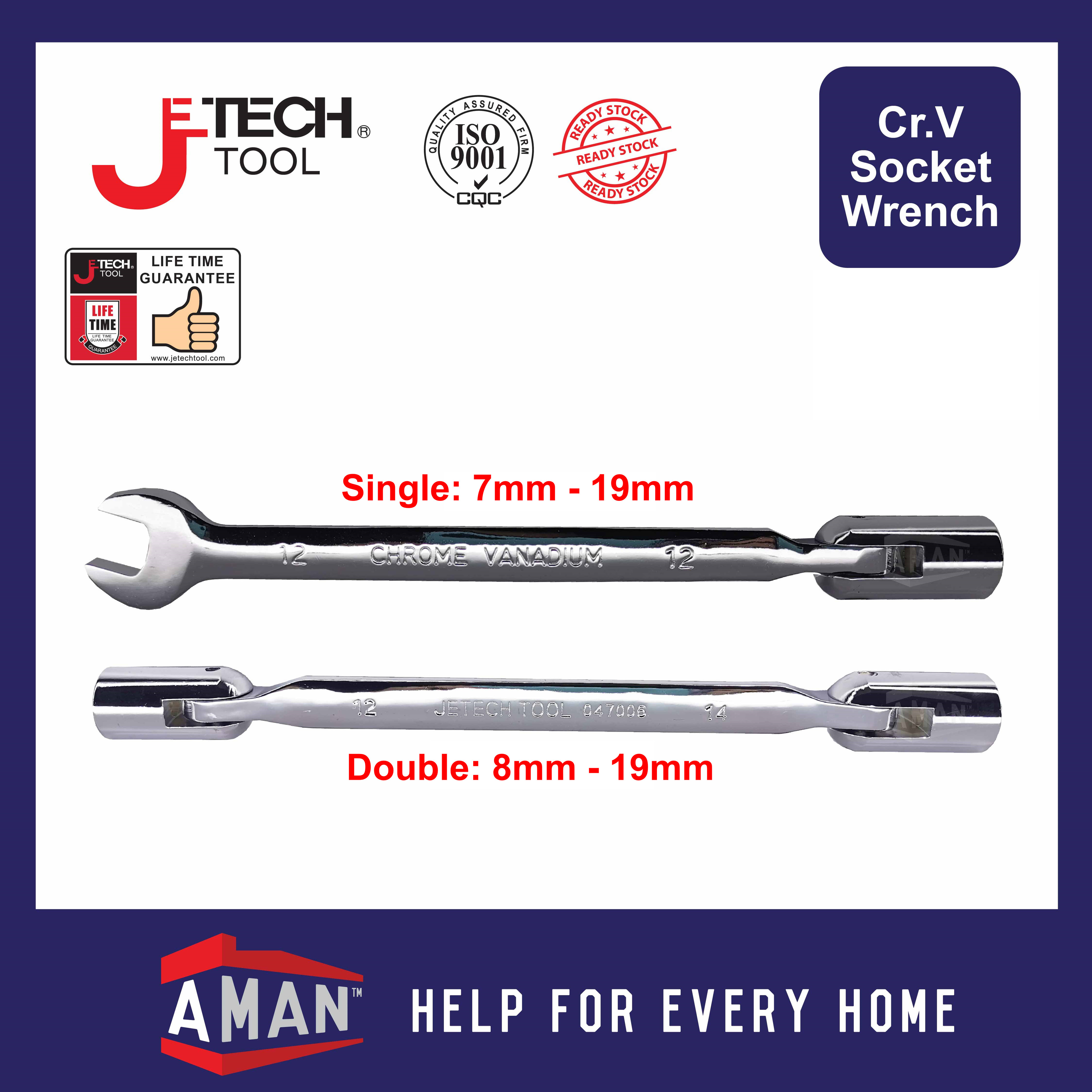 JETECH Single Socket Wrench Spanner Double Socket Wrench Spanner Swivel Spannar Hand Tool Spanar ...