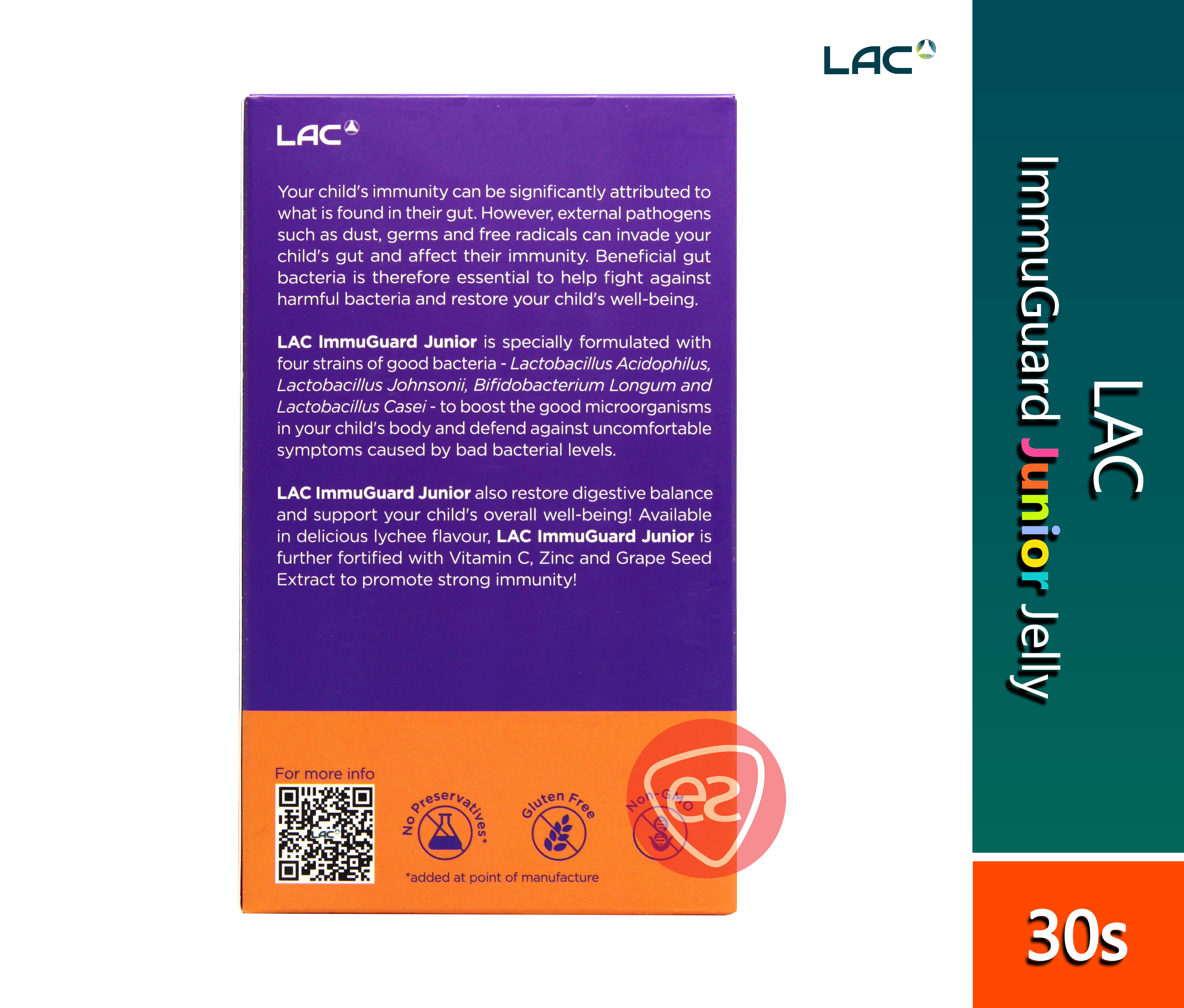 LAC ImmuGuard Junior Jelly With Probiotics 15g X 30 Sticks (Lychee ...