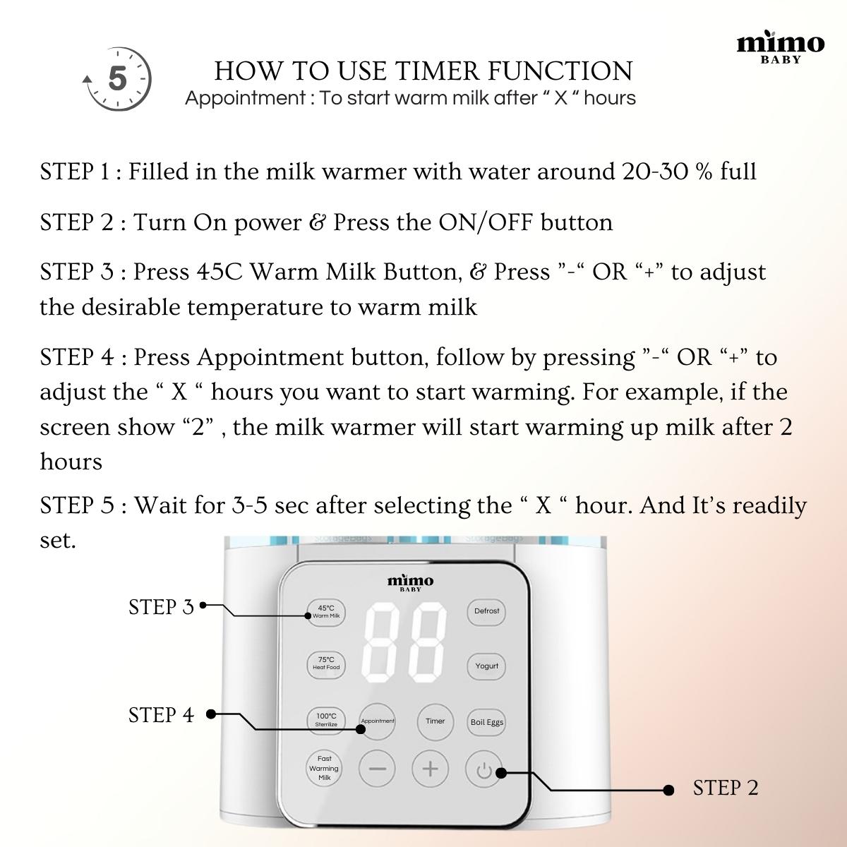 Mimo baby 6 in 1 Smart LED Touch Screen Multifunctional Milk Warmer ...