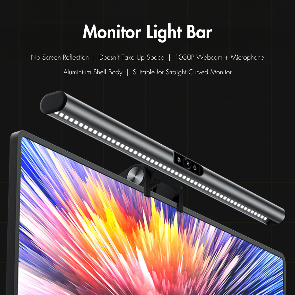 Zehco 3 In 1 Monitor Light Bar Computer Webcam Microphone Adjustable ...