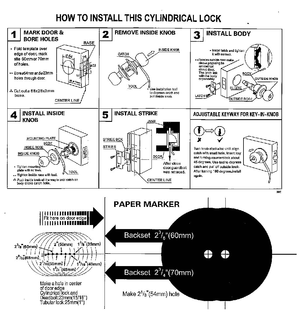 3871 DELUXE / KEYMASTER Cylinder Door Lock Set Cylindrical SS/AC (High ...