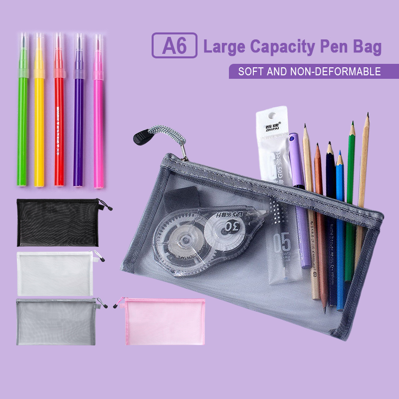 🇲🇾 Mesh Pencil Case Pencil Box Creative Cute Pencil Case Stationery Bag ...