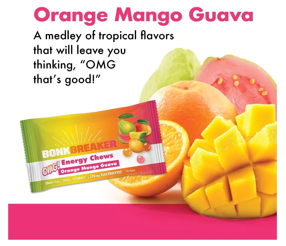 BONK BREAKER OMG! ENERGY CHEWS ORANGE MANGO GUAVA ENDURANCE IRONMAN ...