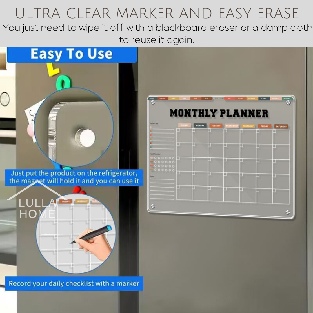 LullaHome Refrigerator Magnetic Daily Weekly Monthly Planner Calendar ...