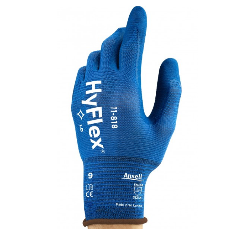 Ansell HyFlex® 11-818 Foam Nitrile Palm Coated Glove Barehand Glove Electrical Glove Antistatic ...