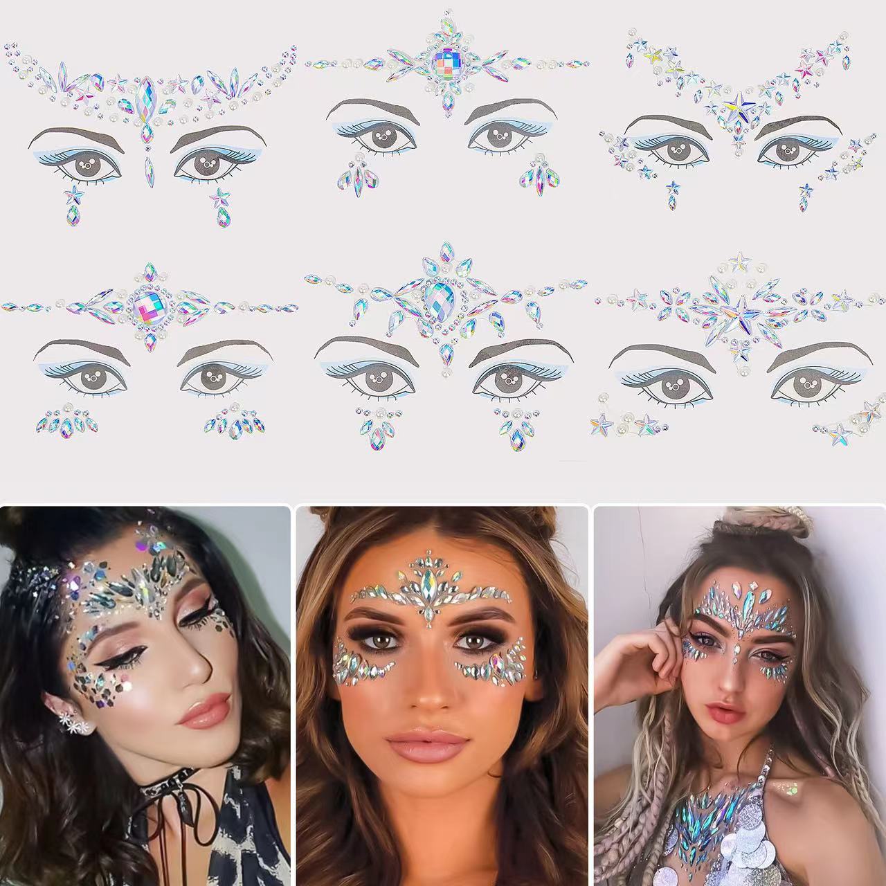 Hot Sell Festival Party Makeup Eye Face Rhinestone Face Diamond Sticker ...