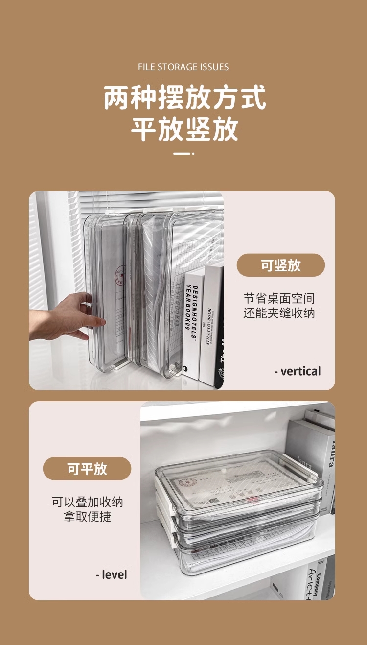 Document File Organizer A4 Paper Passport Storage Box Transparent Large ...