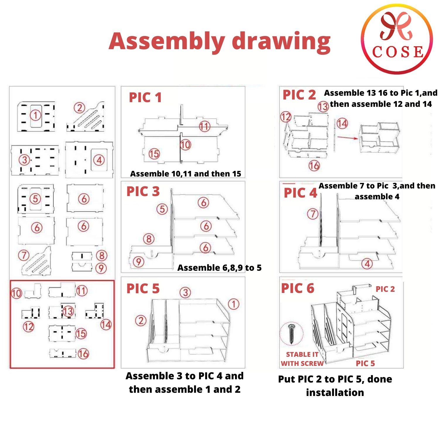 COSE Document Rack Office Table Storage File Organizer Document Rak A4 ...