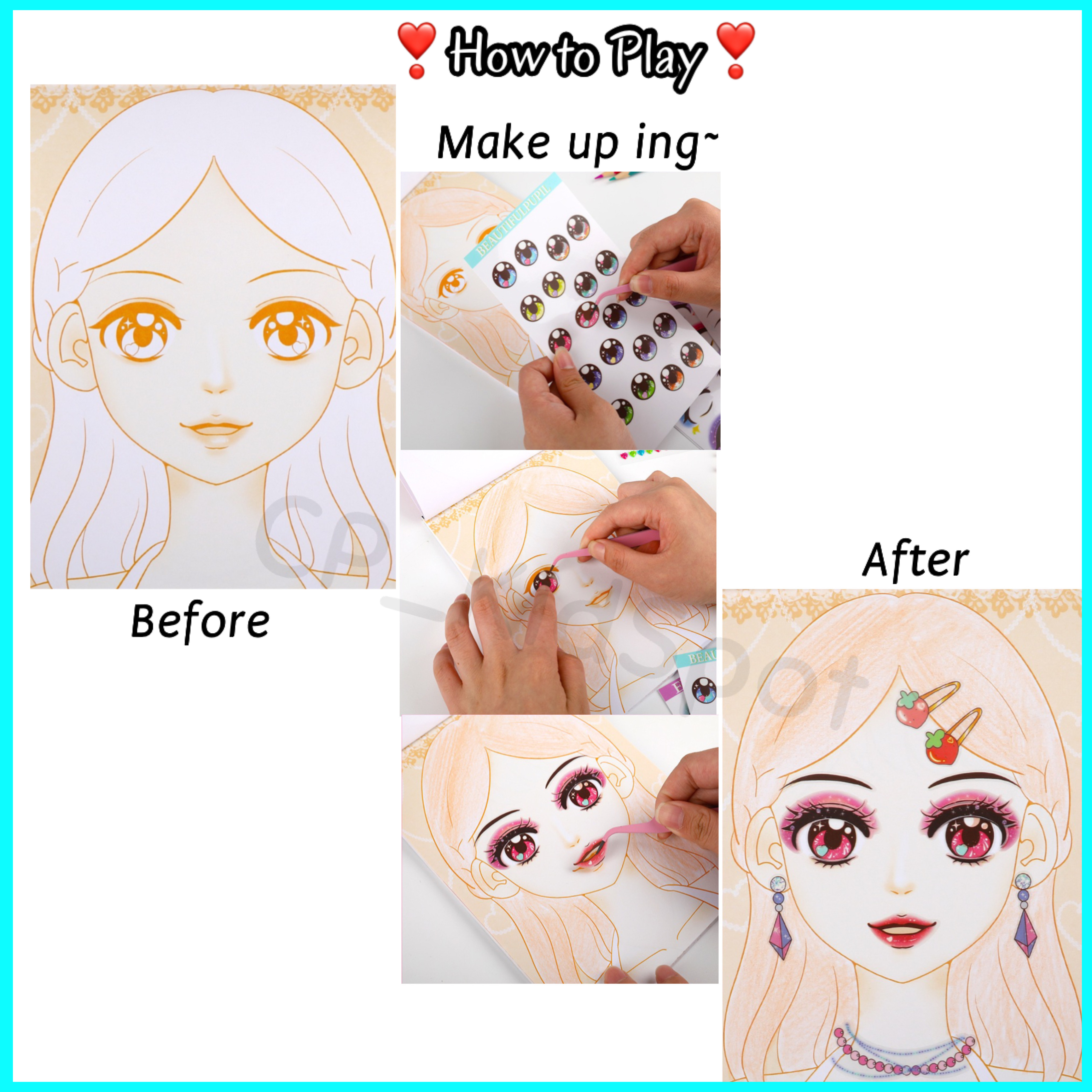 Makeup Sticker Book Princess Fun DIY Diamond Sticker Make A Face ...