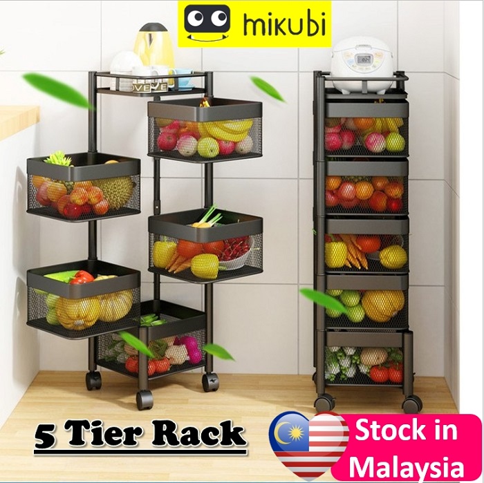 HL(O-423-RACK)Rak Dapur Beroda, Rak Sayur Buah Berputar 360° untuk ...