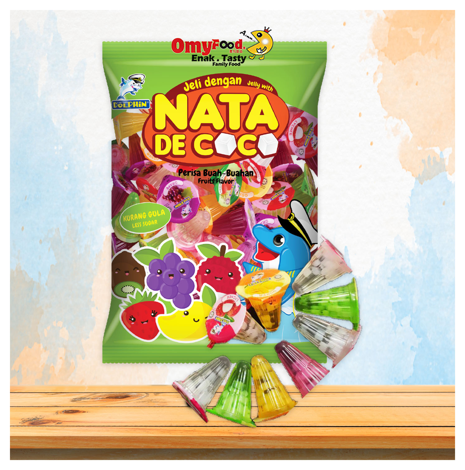 1300g (13g x 100pcs) Captain Dolpin Jelly With Nata De Coco [OmyFoo] | Shopee Malaysia