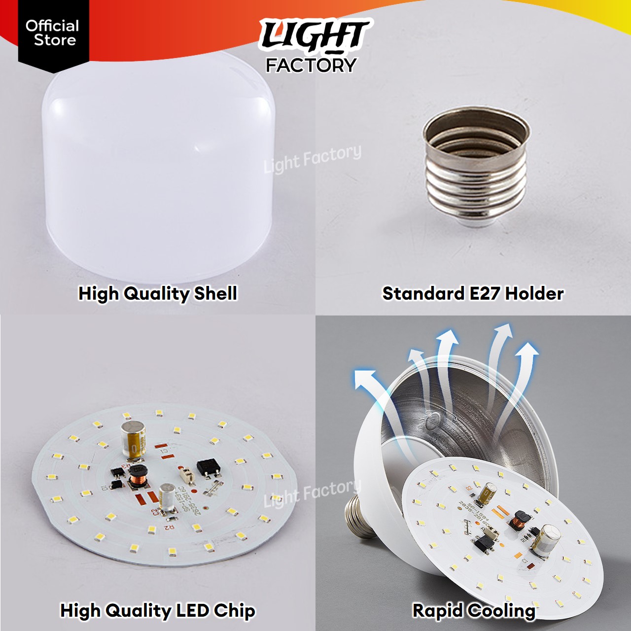 30W 50W LED Light Bulb E27 Aluminium Base Flat Head Shape Super Bright ...