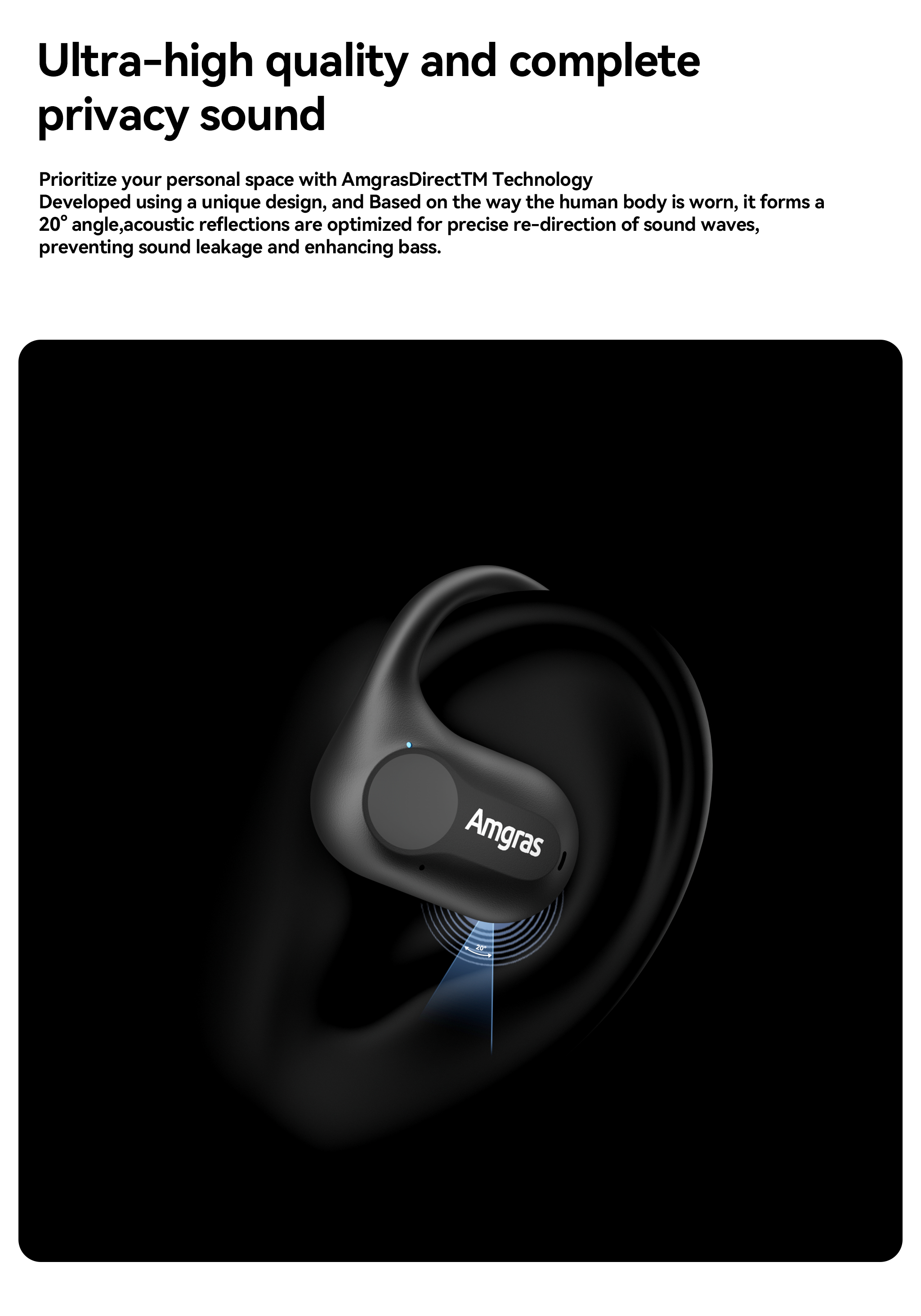 Amgras OpenEcho Ⅲ Ultra Air Conduction Earphone Bluetooth Low Latency ...