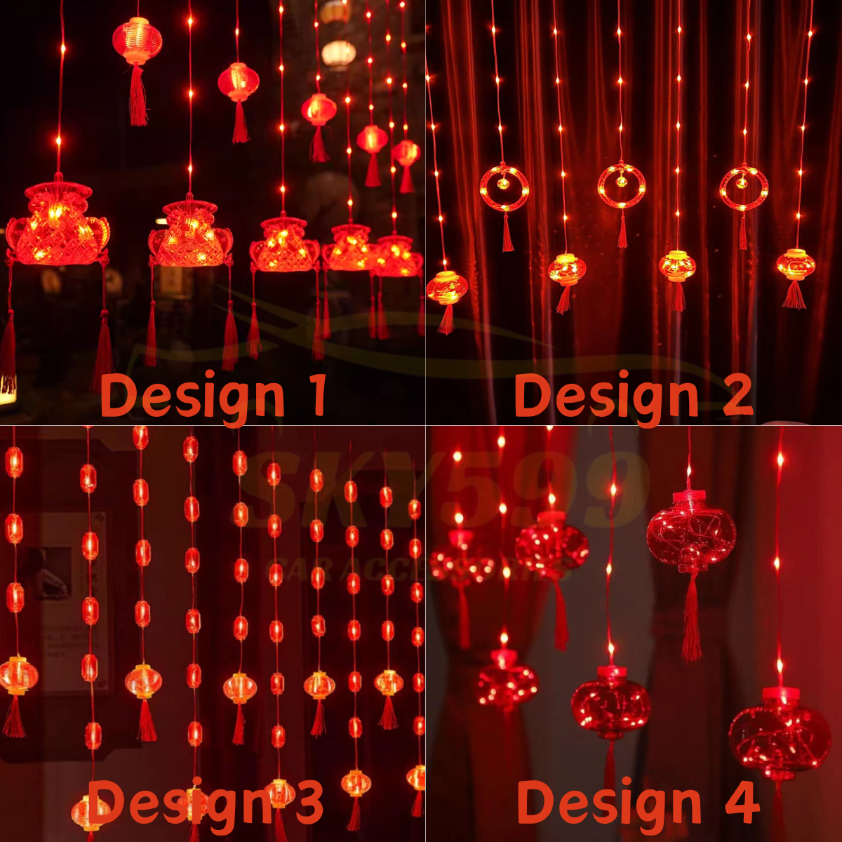 中国新年灯笼 2026 Red Lantern Chinese LED String Lights Curtain Lamp Spring ...