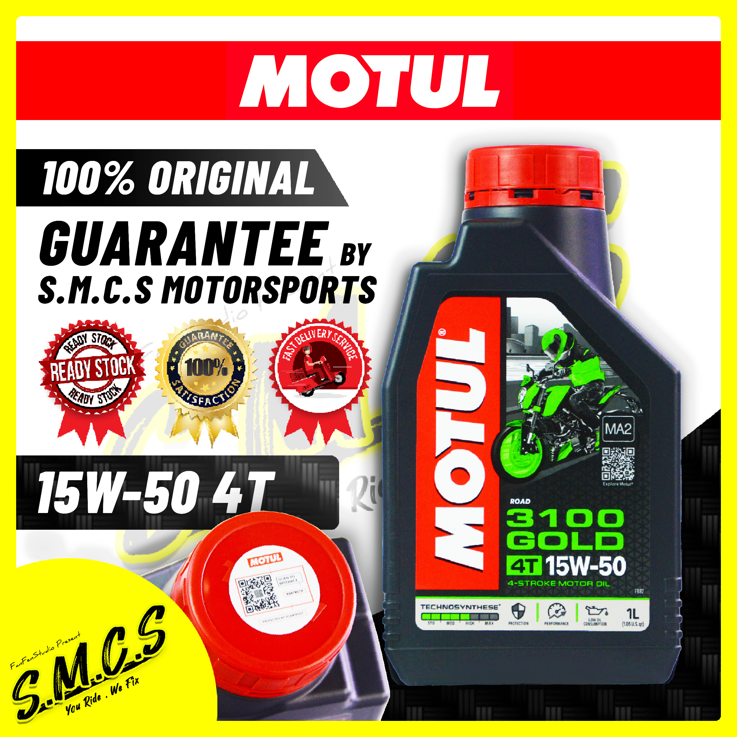 MOTUL 15W50 4T 1L GOLD 3100 [NEW] QR ENGINE OIL MINYAK HITAM MOTUL ...