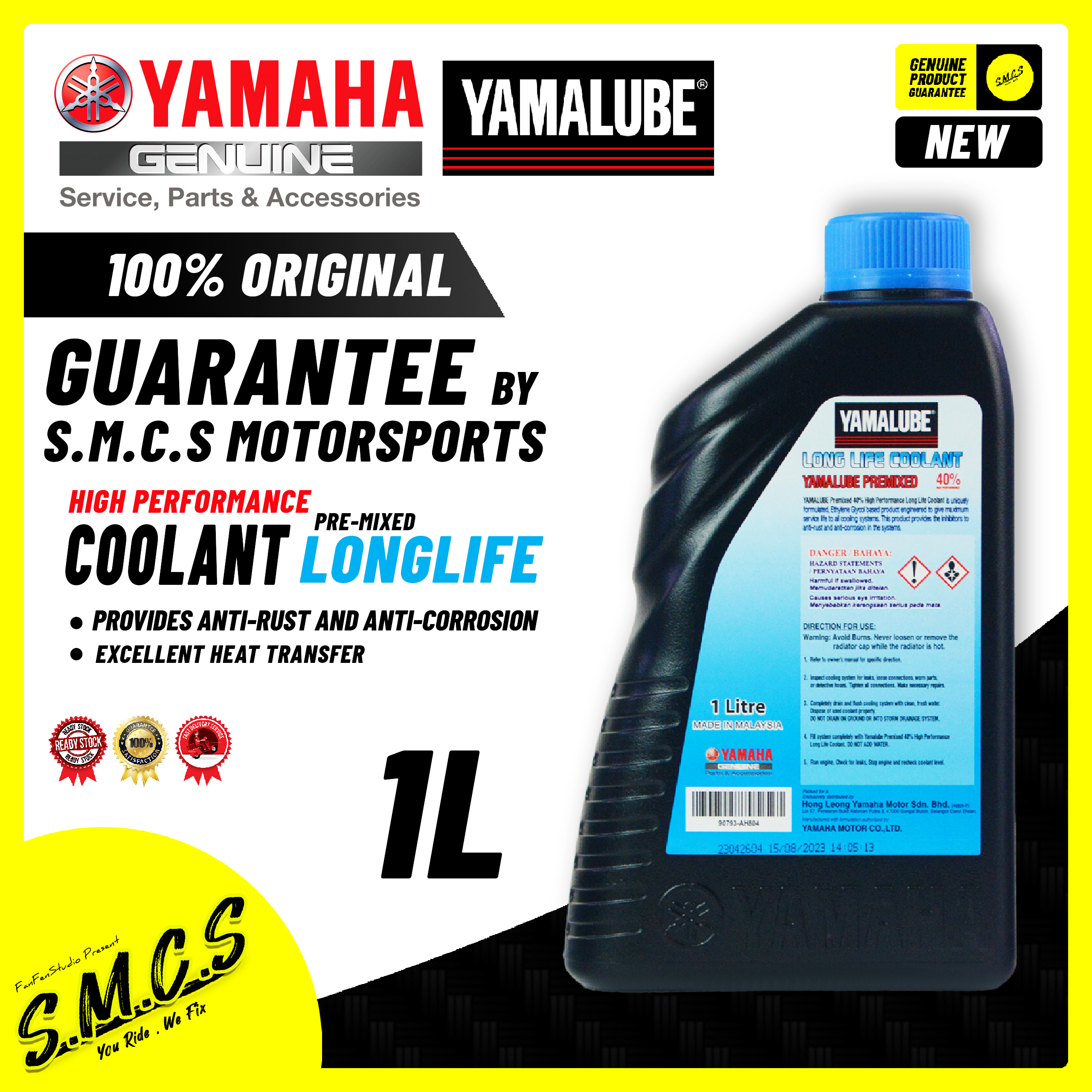 YAMALUBE COOLANT LONG LIFE PRE-MIXED (1L) Antifreeze READY TO USE ...