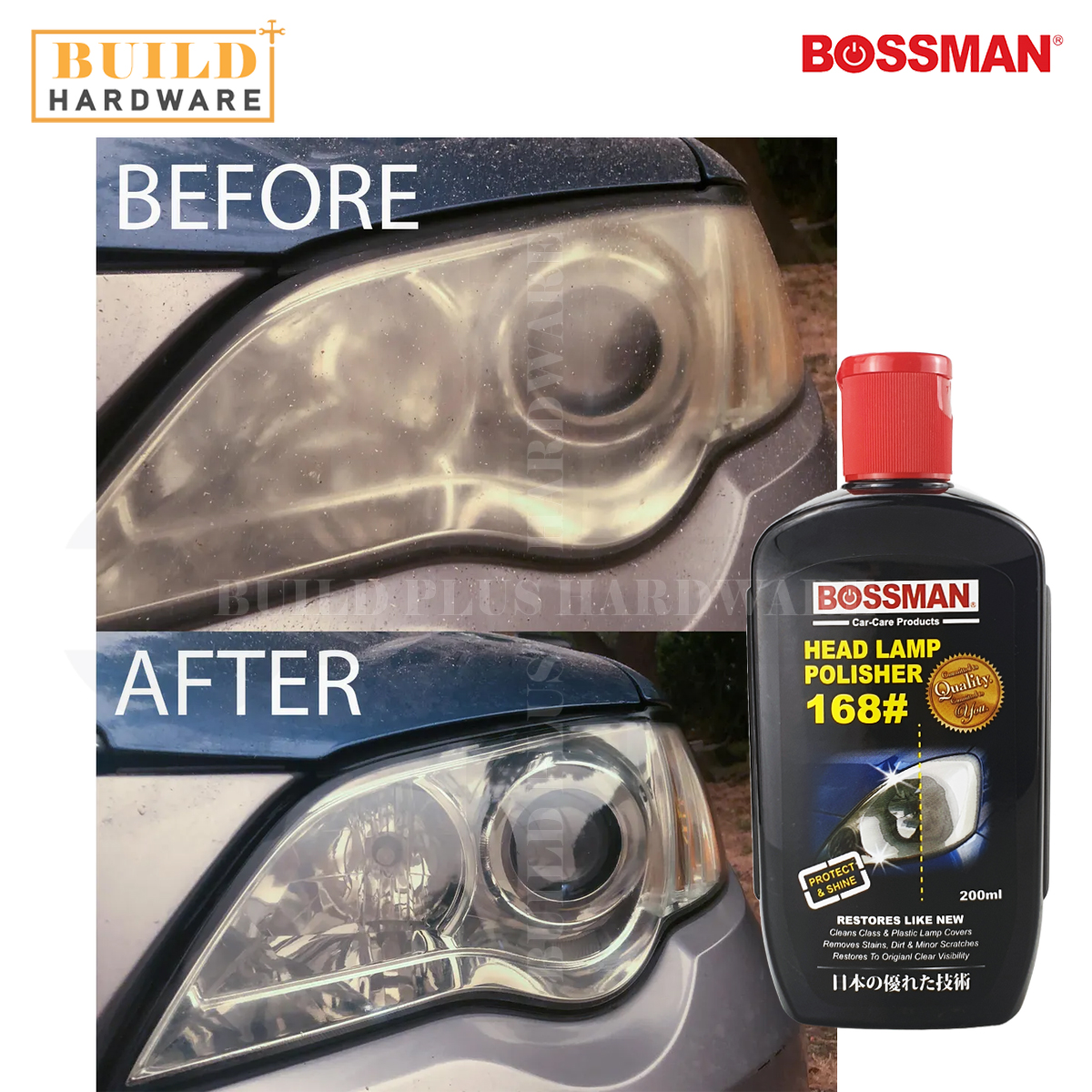 BOSSMAN Head Lamp Polish 168# 200ml BLP-168-02 Cleaner Car Head Light ...