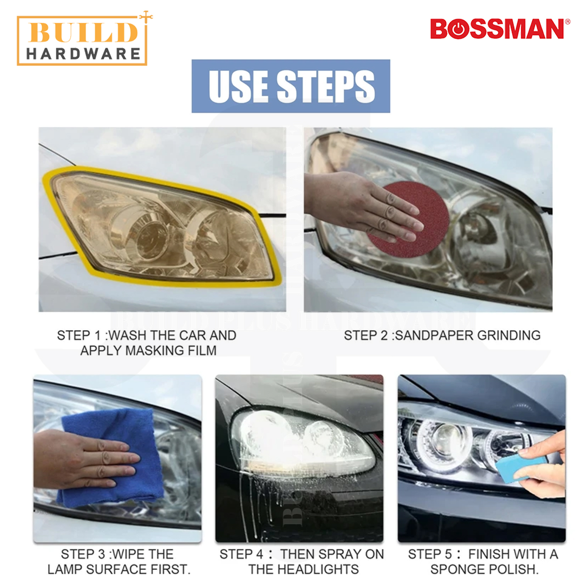 BOSSMAN Head Lamp Polish 168# 200ml BLP-168-02 Cleaner Car Head Light ...