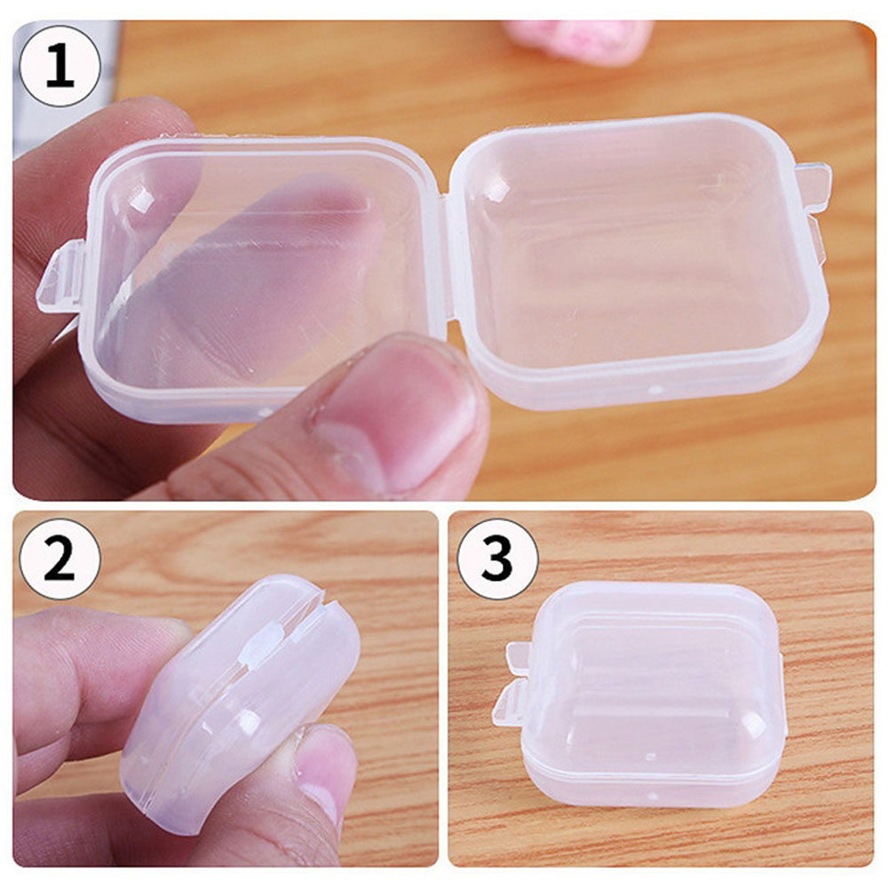 KMH 100pc Mini Plastic Box Portable Transparent Jewelry Box Square ...
