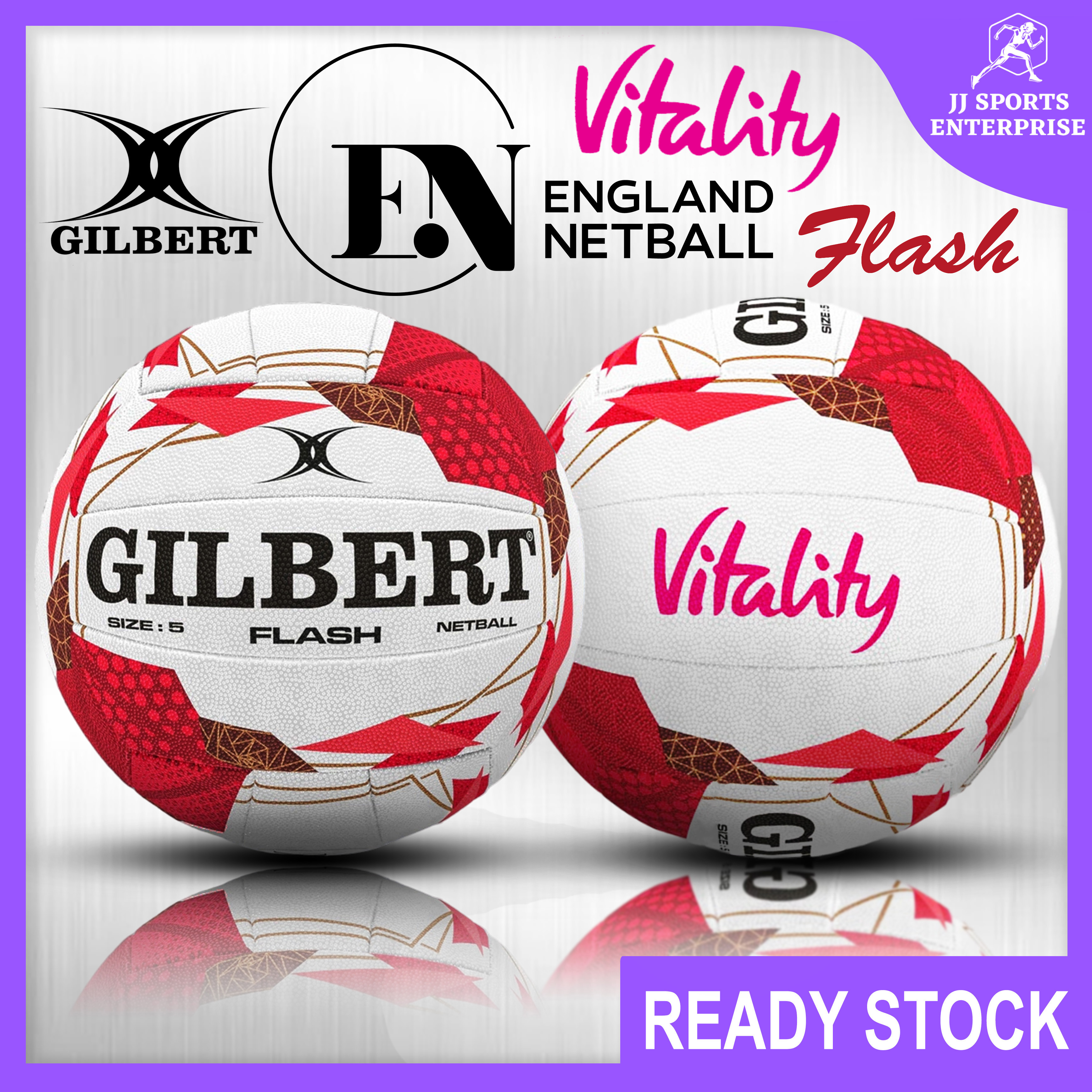 Gilbert Flash Match Netball England (Size 5) Gilbert Netball Ball Bola ...
