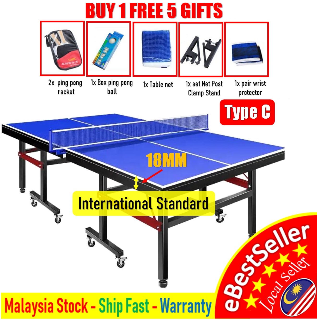 Professional Indoor Waterproof Table Tennis Ping Pong Table With Quick ...