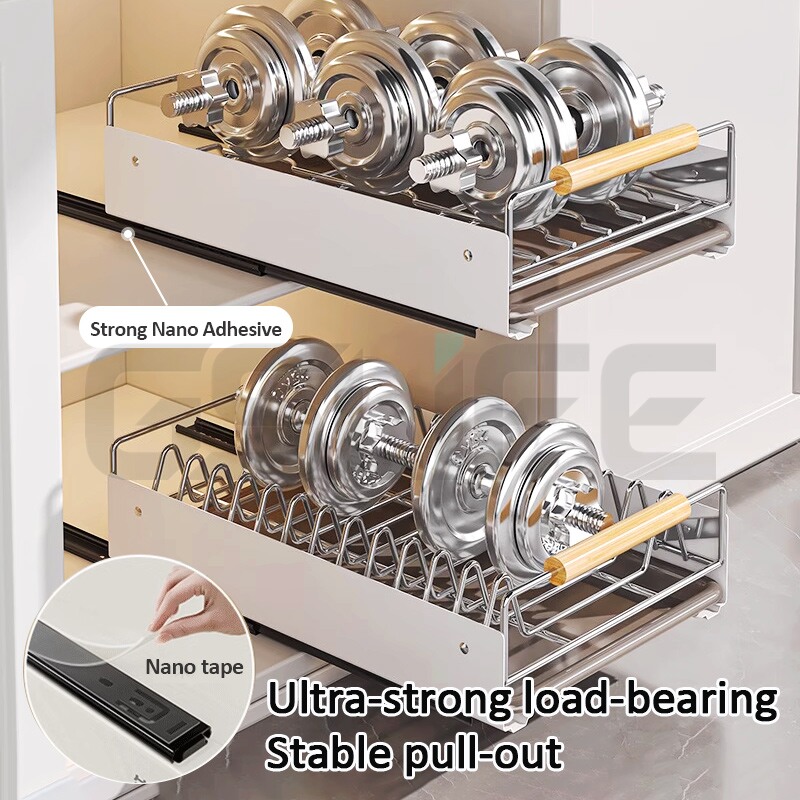 GSlife ⭐No Punching⭐Pull Out Dish Rack Stainless Steel Kitchen Plate ...