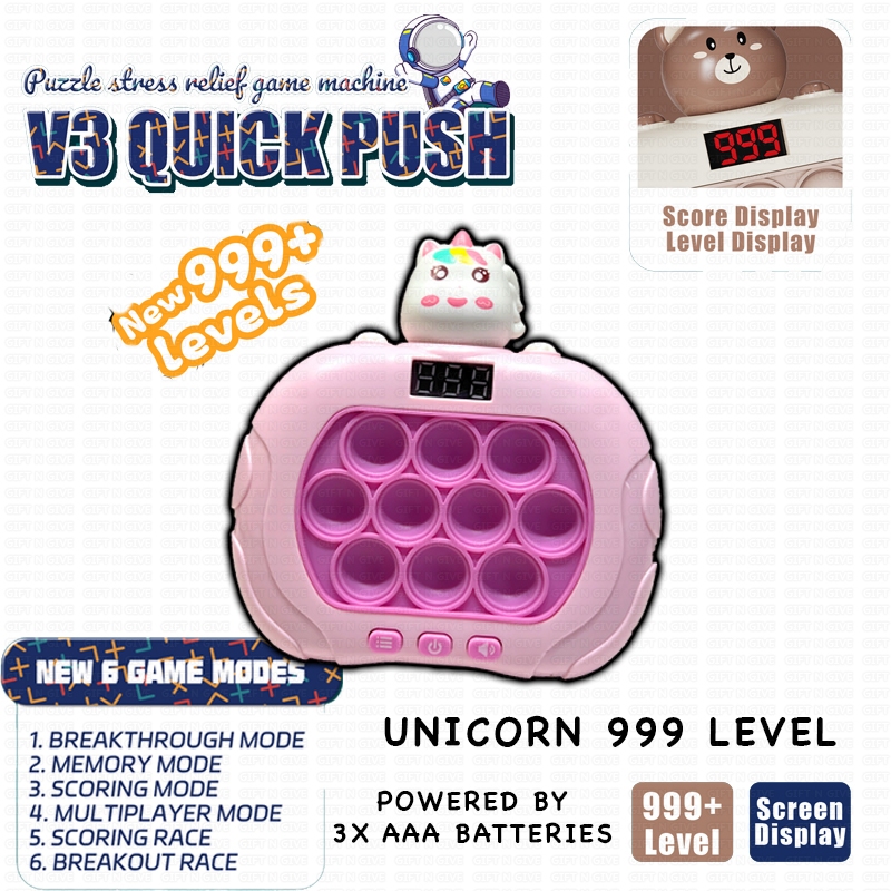 999 Level Quick Push Game Console Pop It Whack-A-Mole Electronic Toy Speed Fast Puzzle Fidget ...