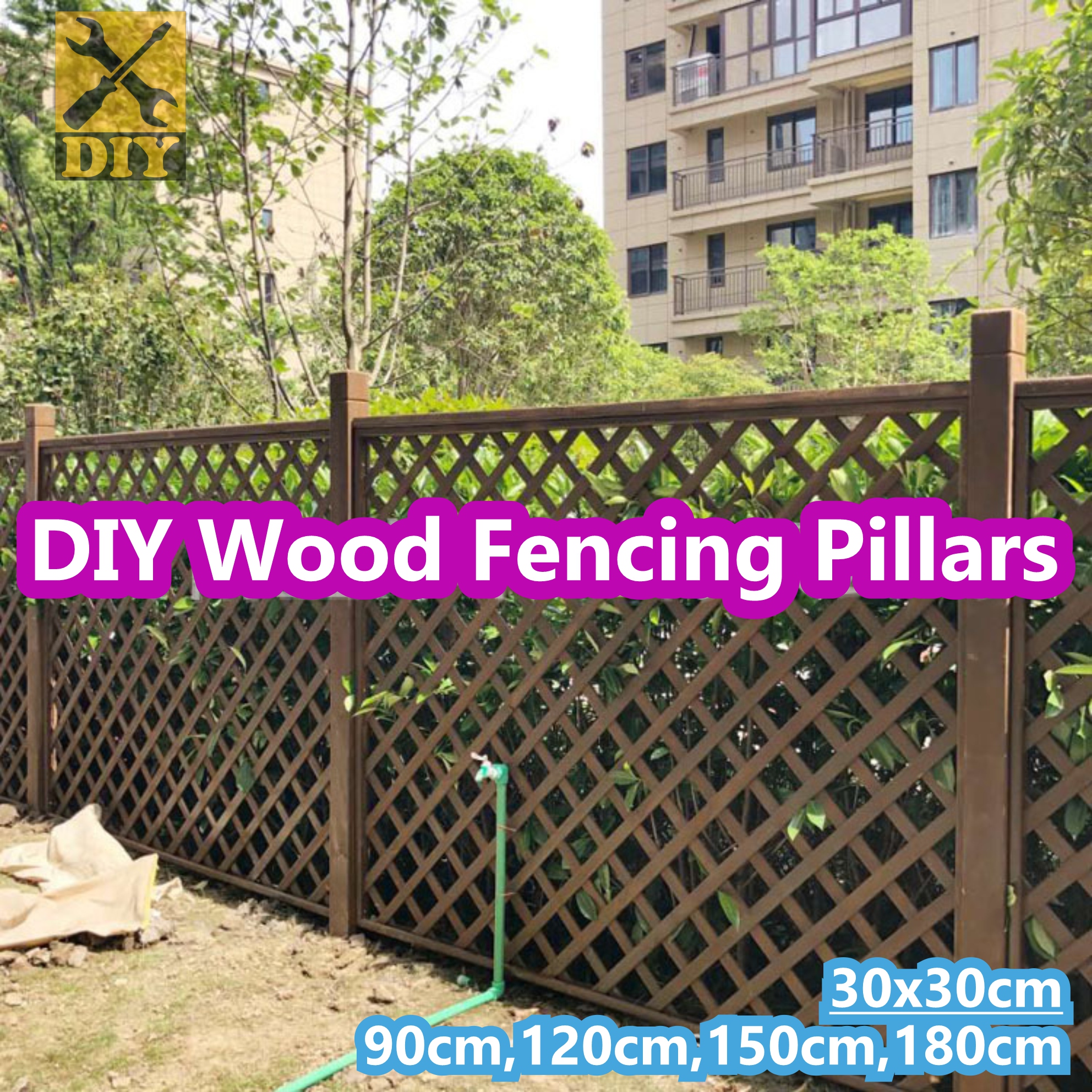 Pagar Kayu Wood Fencing Pillar Accessories Wood Partition Garden Fence ...